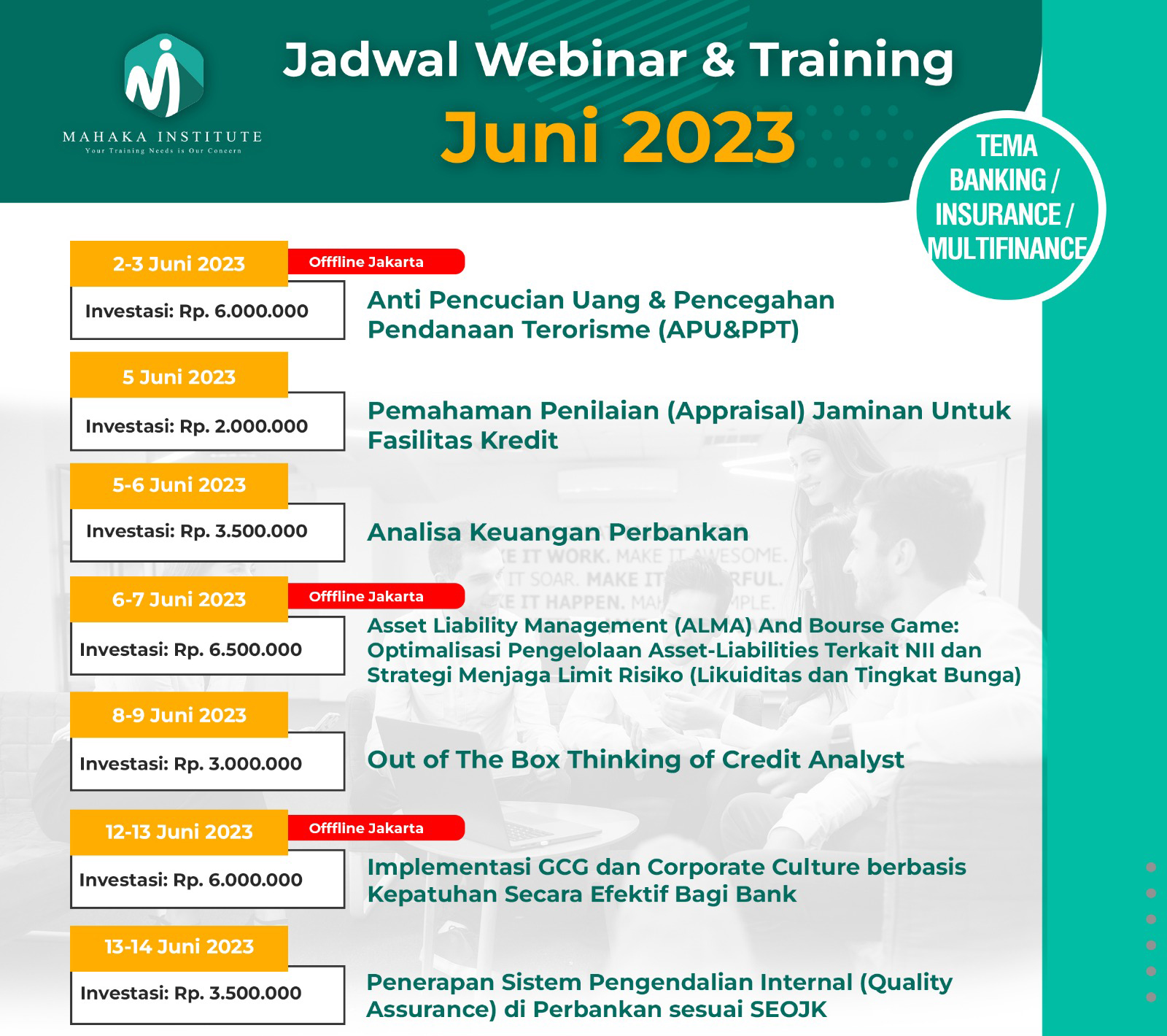 Jadwal Training 2023 - Mahaka Institute