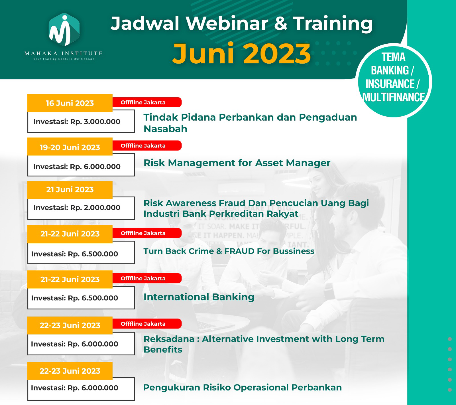 Jadwal Training 2023 - Mahaka Institute